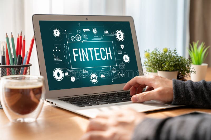 Fintech Financial Technology Software for Modish Business Stock Image ...