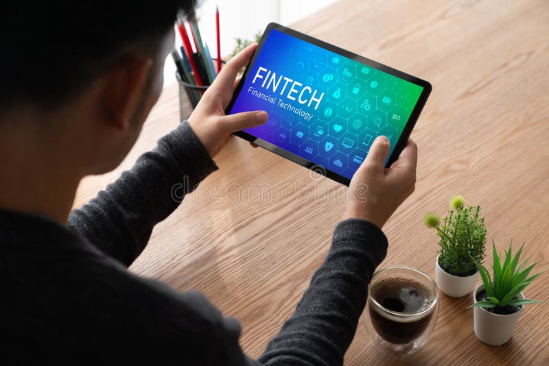 Fintech Financial Technology Software for Modish Business Stock Image ...