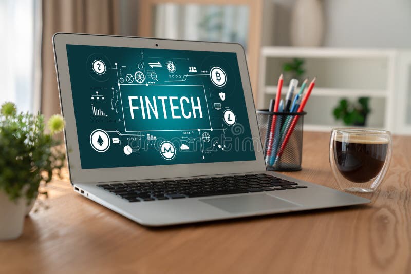 Fintech Financial Technology Software for Modish Business Stock Image ...