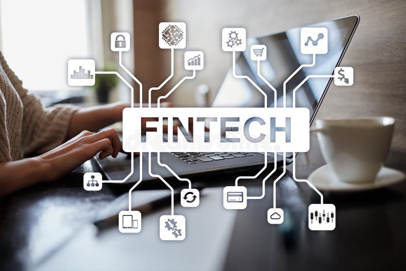Fintech. Financial Technology Text on Virtual Screen. Business ...