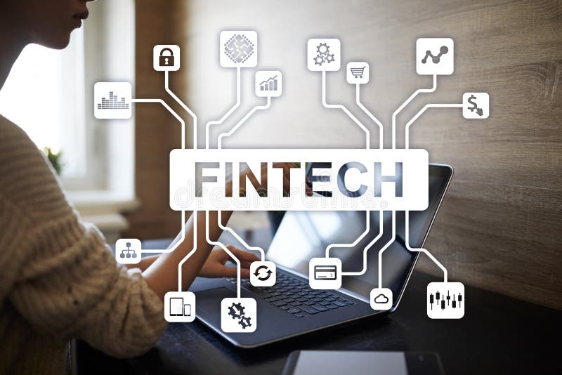 Fintech. Financial Technology Text on Virtual Screen. Business ...