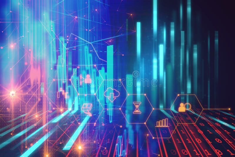 Fintech Icon on Abstract Financial Technology Background . Stock ...