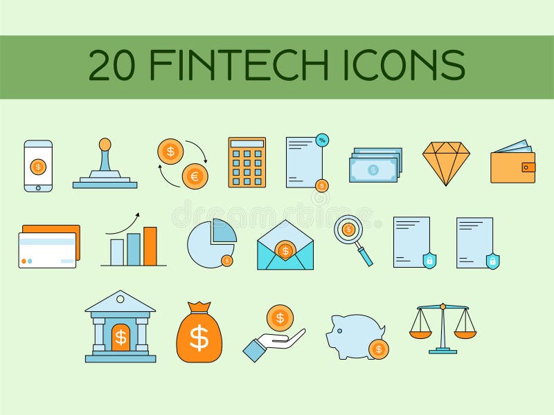Finance Icon Set. Modern Fintech Icon Set Stock Vector - Illustration ...