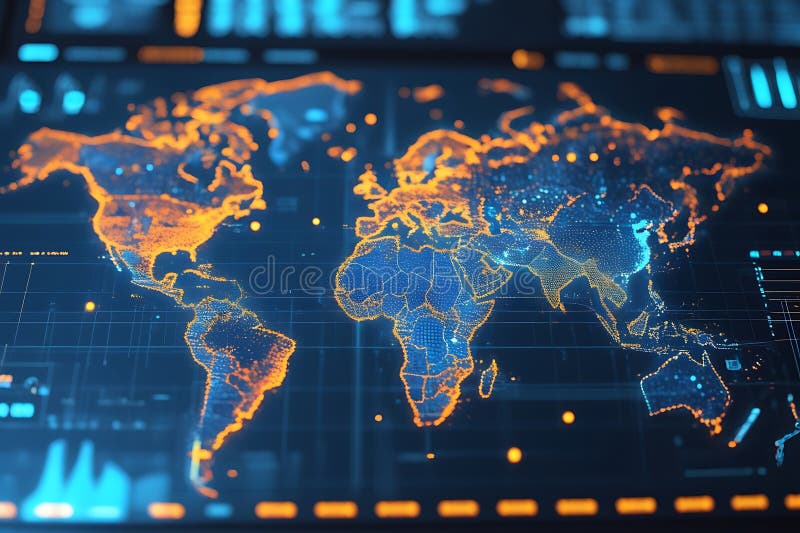 Fintech or Information Technology Tablet Overlay on a Desk, Stock ...