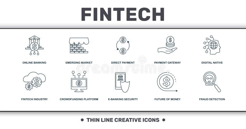 Digital Native Icon Set. Four Elements In Diferent Styles From Fintech ...