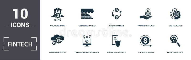 Digital Native Icon Set. Four Elements in Diferent Styles from Fintech ...
