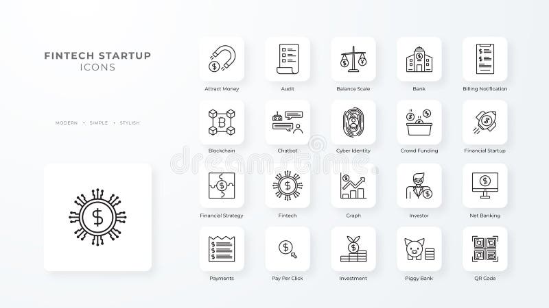 Fintech Startup Icon with Black Outline Style Stock Illustration ...