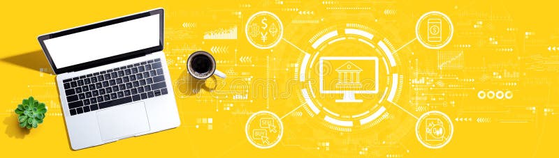 Fintech Theme with a Laptop Computer Stock Photo - Image of internet ...