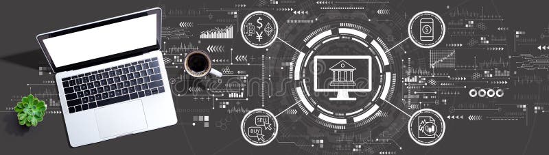 Fintech Theme with a Laptop Computer Stock Image - Image of crypto ...