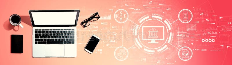 Fintech Theme with a Laptop Computer Stock Image - Image of technology ...