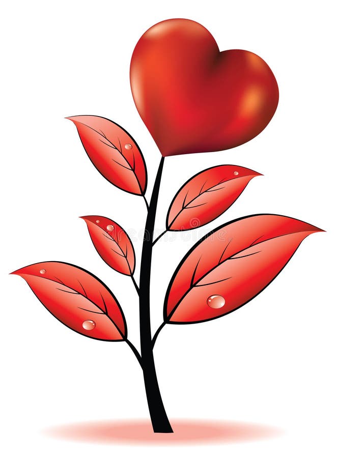 Fiore con cuore illustrazione vettoriale. Illustrazione di ...