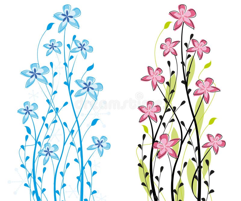 Scheda Con I Fiori Stilizzati Illustrazione Vettoriale - Illustrazione ...