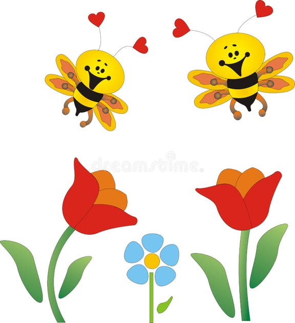 Fiori e api illustrazione di stock. Illustrazione di insetto - 280755