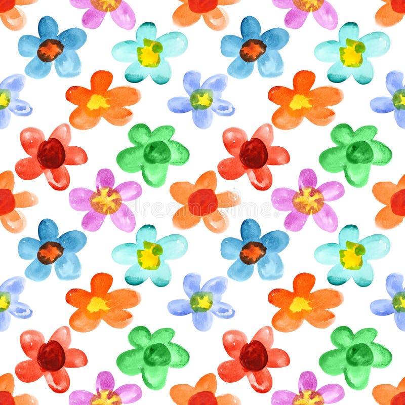 Fiori Multicolori Dell'acquerello Illustrazione di Stock ...