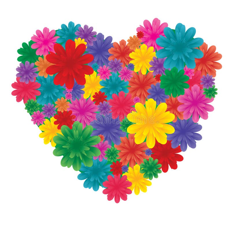 Fiori su cuore illustrazione vettoriale. Illustrazione di scheda - 12275805