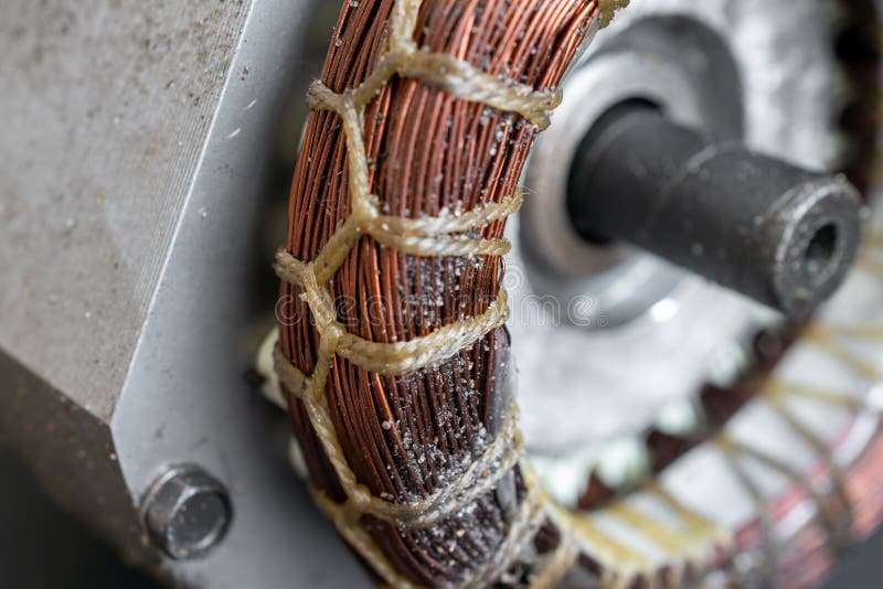 Fios De Cobre Do Enrolamento Do Motor. Fundo Imagem de Stock - Imagem ...