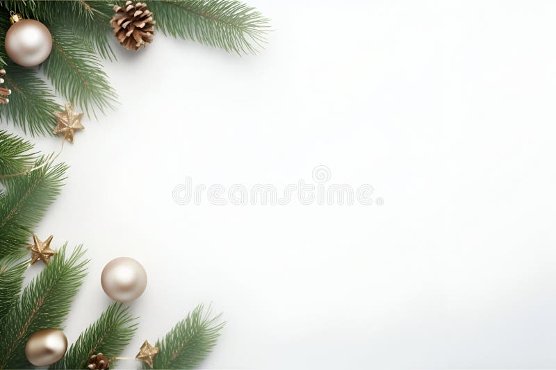 Fir Branches with Christmas Decorations. View from Above Stock Image ...