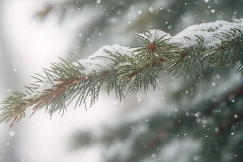 Fir Branches Falling Snow Generate Ai Stock Photos - Free & Royalty ...