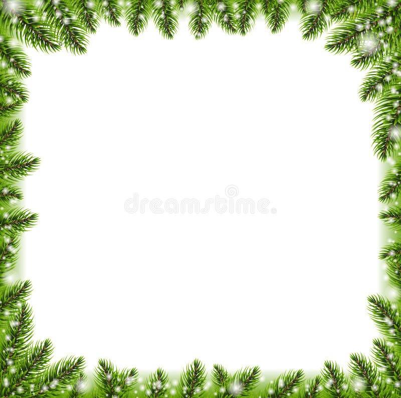 Fir Tree Branch Border Isolated Stock Illustration - Illustration of ...