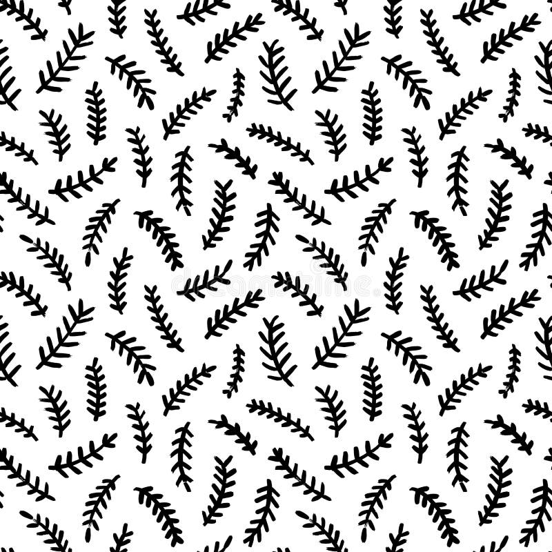 Hand Drawn Fir Tree Branches Seamless Pattern. Stock Vector - Illustration of texture, xmas ...