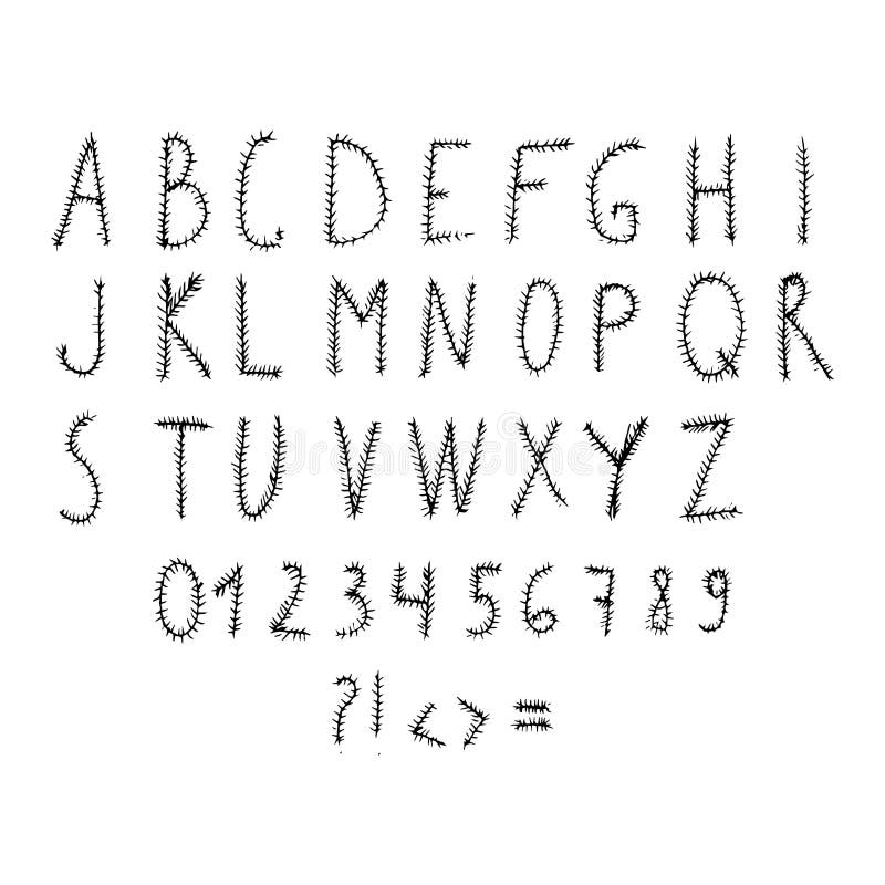 Fir tree decorative letter stock vector. Illustration of sketch - 66084395