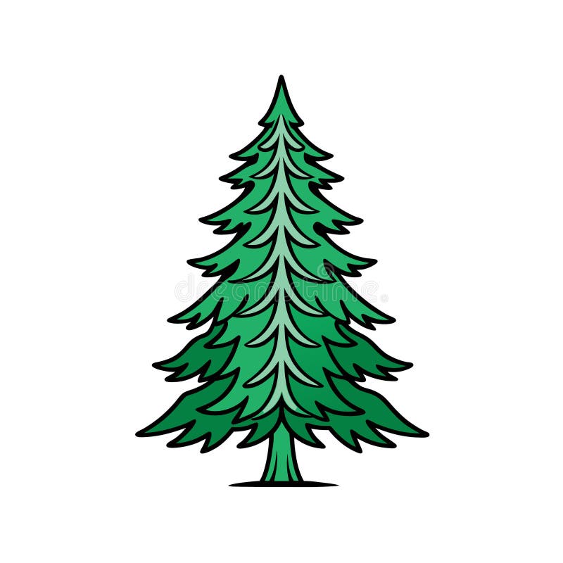 Fir Tree Design with Bold Outline Stock Illustration - Illustration of ...