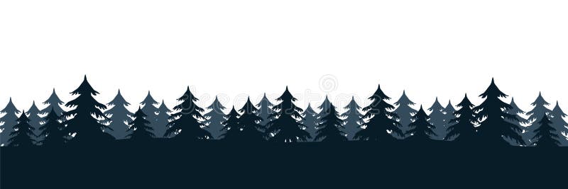 Fir Tree Forest Border Silhouette Isolated Vector Stock Illustration ...