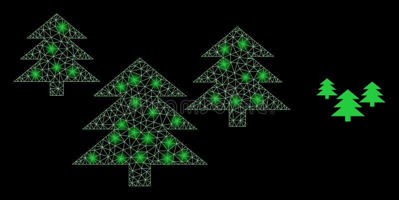 Fir Tree Forest - Bright Web Network with Glare Spots Stock Vector ...