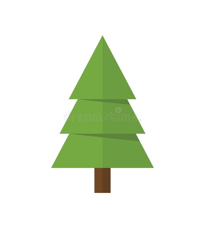 Fir Tree Icon in Flat Design Style. Spruce Vector Illustration, Pine ...
