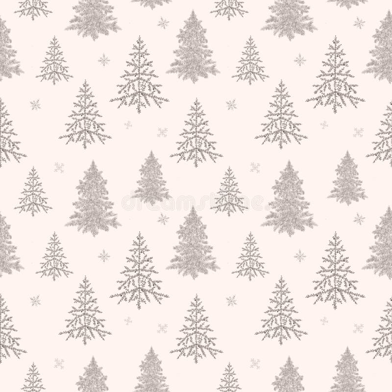 Fir Tree Seamless Pattern. Beautiful Christmas Background with Hand ...