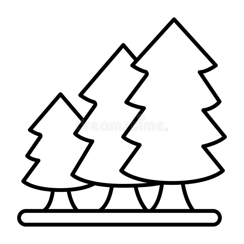 Fir Trees Growth Thin Line Icon, Forest Industry Concept. Vector ...