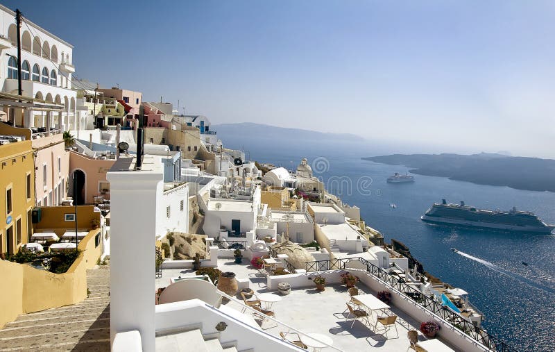 Fira Panorama 2 with Caldera View Stock Image - Image of levels, famous ...