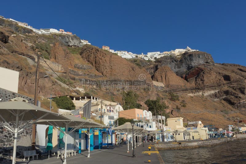 Fira Port. Greece, Santorini Stock Photo - Image of nautical, fortress ...