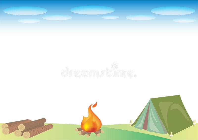 Outdoor Camping Frame with Firewood - Fields of Grass Image Stock ...