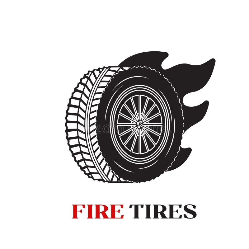 Wheel Logo with Fire. Fast Speed with Fiery Trail Stock Vector ...
