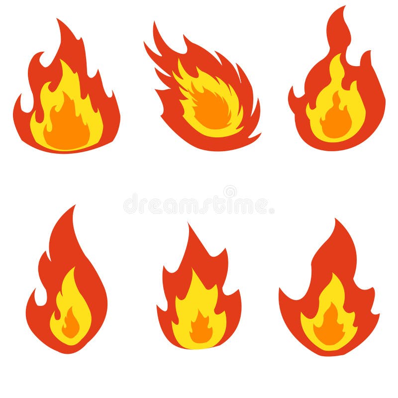 Fire Abstract Torch Signs Flame Vector Design Illustration with White ...