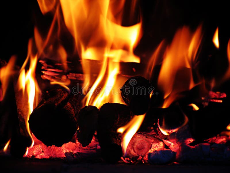 Roaring Fire in the Fireplace Stock Photo - Image of flames, fireplace ...