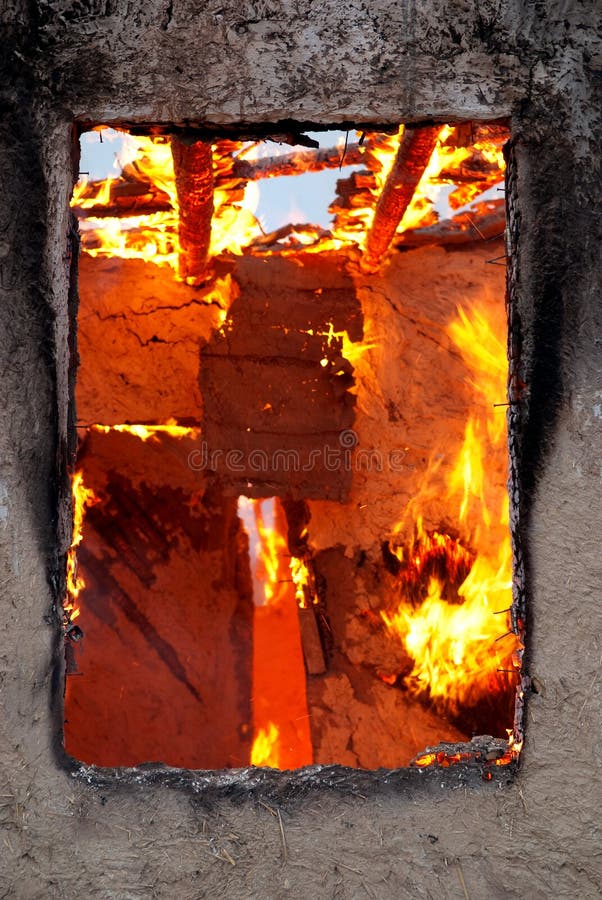 Fire in an abandoned house stock image. Image of detail - 17117331