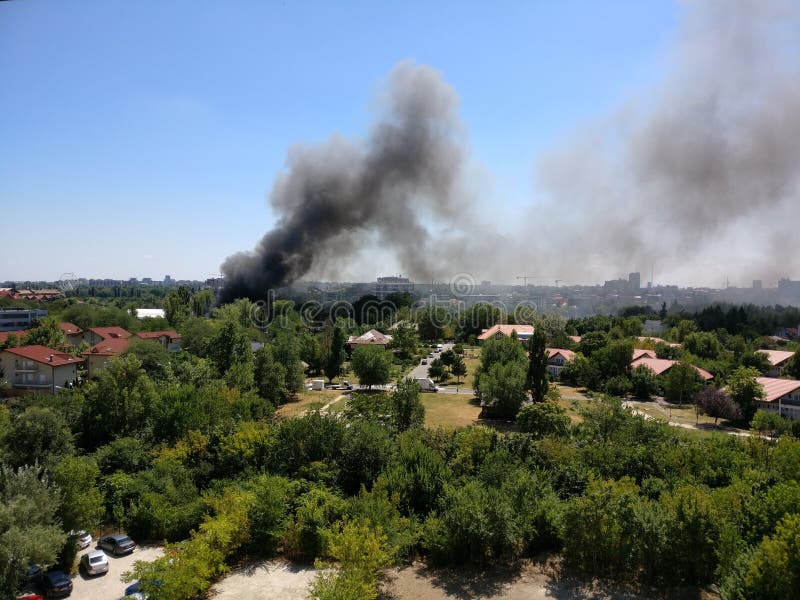 Fire accident stock image. Image of city, blue, romania - 75566603
