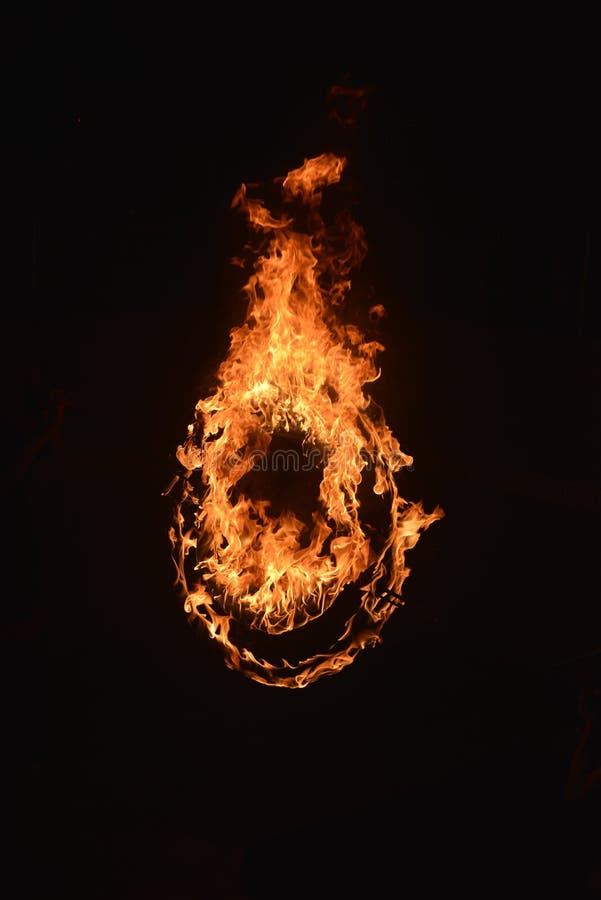 A Burning Ring of Fire on Black Background. Stock Photo - Image of ball ...