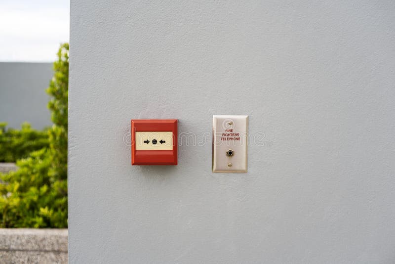 Fire Alarm Box on Cement Wall for Warning and Security System Stock ...