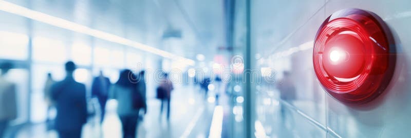 A Fire Alarm with a Bright Red Light and Button is Mounted on a Wall in ...