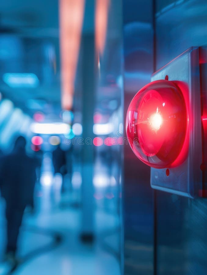 A Fire Alarm with a Bright Red Light and Button is Mounted on the Wall ...