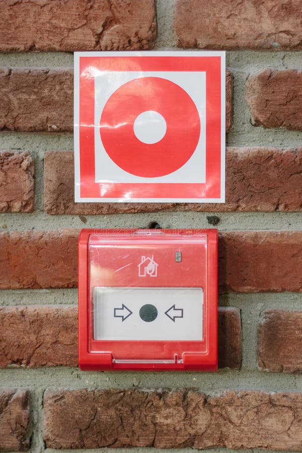 Fire Alarm Button in Emergency System Over a Wall. Fire Alert. Stock ...