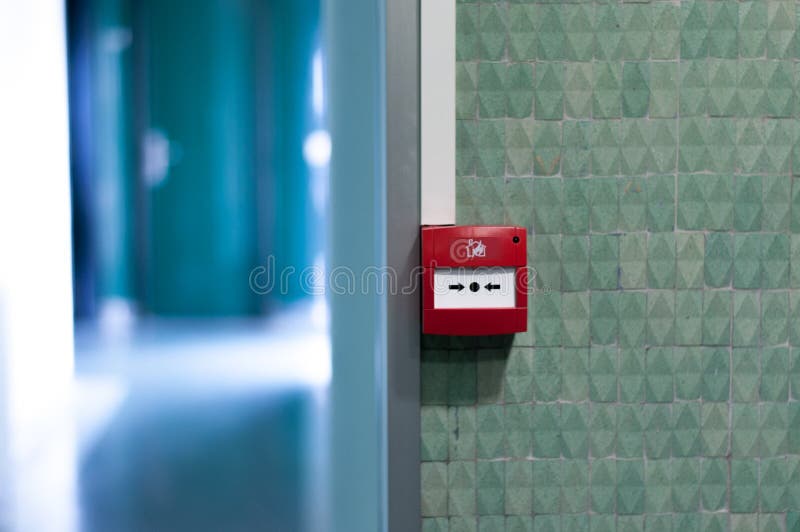 Fire Alarm Button on a Green Wall Stock Photo - Image of evacuation ...