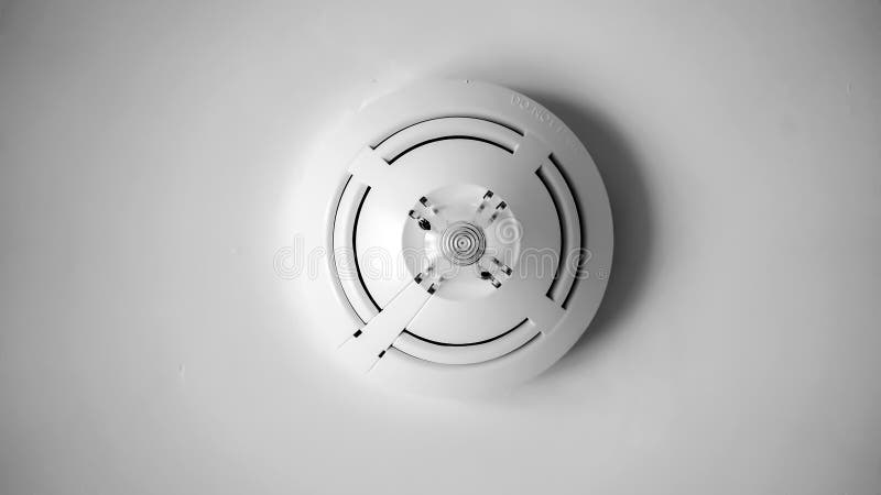 Fire Alarm on a Ceiling Black and White Stock Image - Image of office ...
