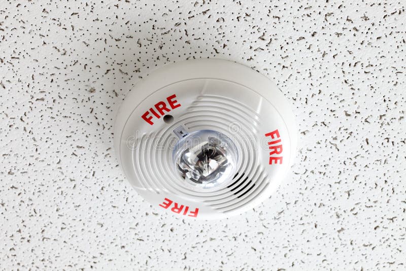 A White Ceiling Mounted Fire Alarm Stock Image - Image of modern ...