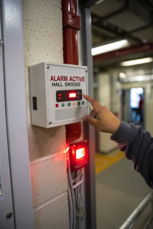 Fire Alarm Control Panel is Activated and in Alert Mode. Display ...