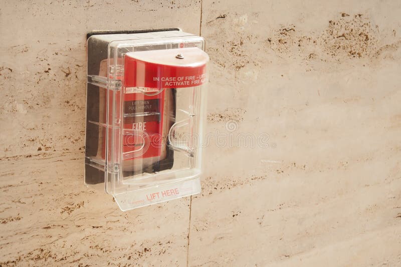 Fire Alarm Device Mounted on Wall in Public Building Hallway Stock ...