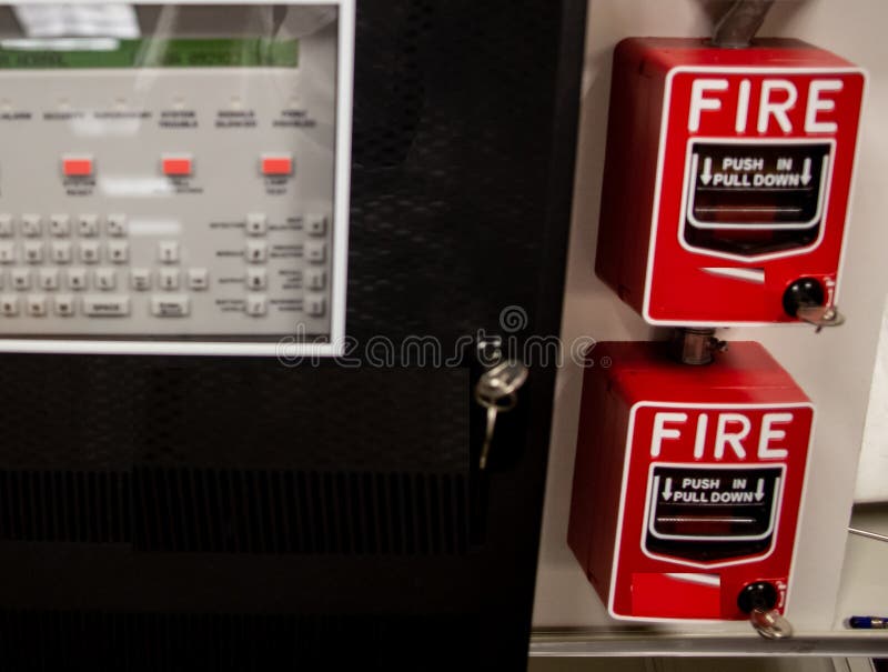 Fire Alarm and Mock Sprinkler System Attached To a White Wall Used for ...